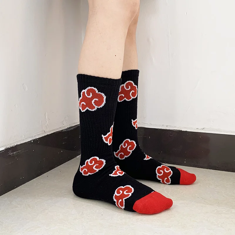 New-Anime-Uzumaki-Naruto-Ninja-Cosplay-Socks-Akatsuki-Red-Cloud-Tube ...