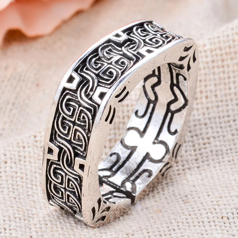 Promotion Jewelry Carving Pattern Square Design Retro Thai Silver ...