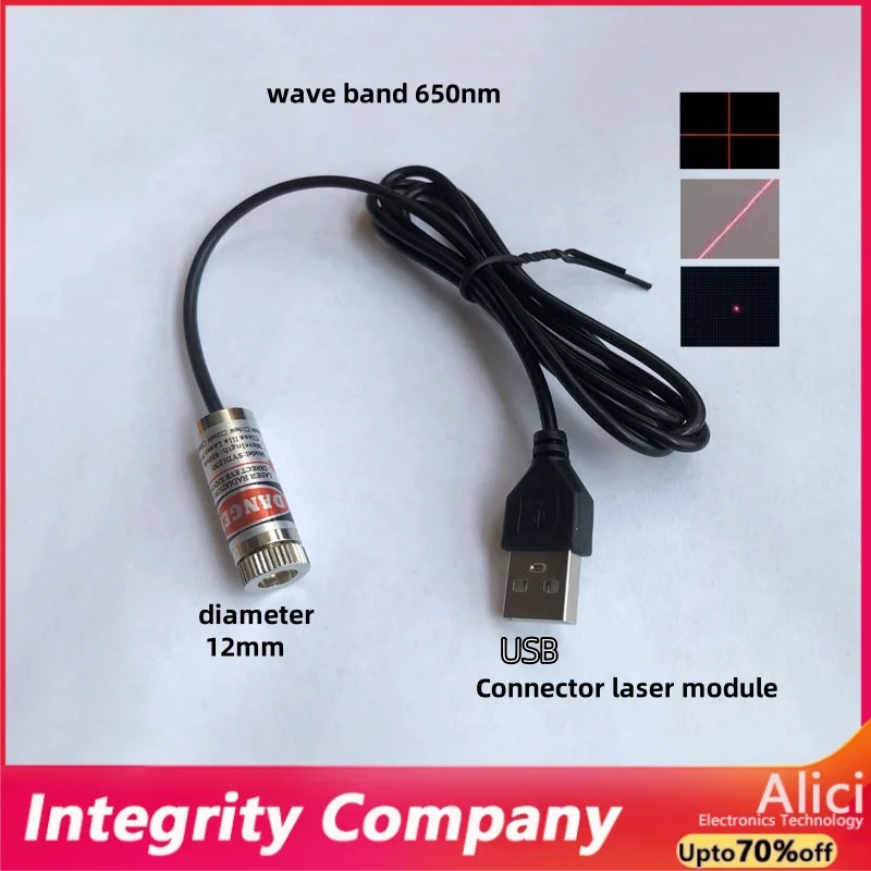 Módulo láser con conector USB, 12mm, 5mw, ajustable para cabezal láser ...