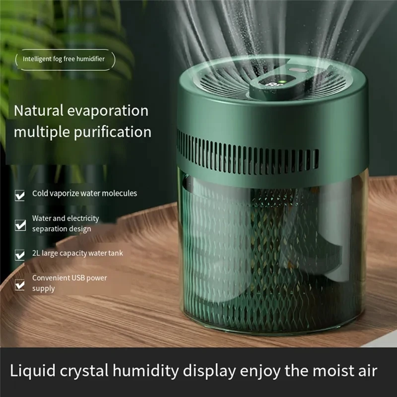 2L Double Nozzle Air Humidifier With LCD Humidity Display Large ...