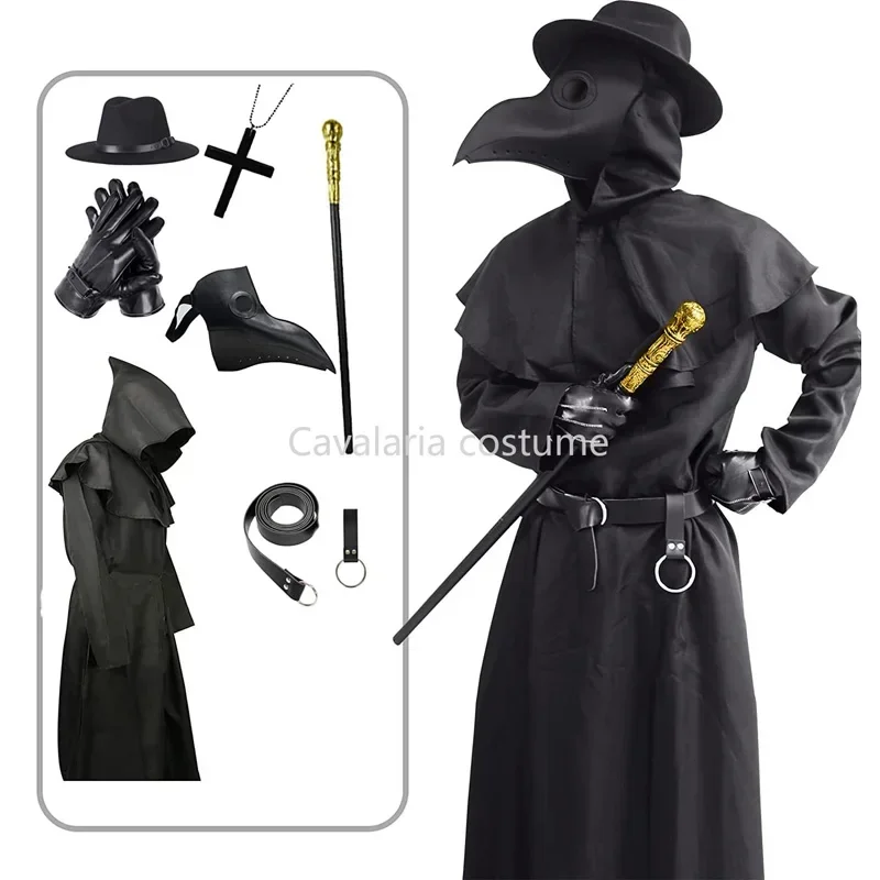 Plague-Doctor-Cosplay-Costume-Adult-Medieval-Hooded-Robe-Steampunk-Bird ...