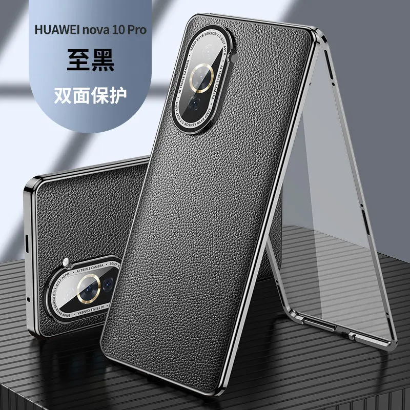 360-Full-Protection-Metal-Bumper-Clear-Front-Glass-Case-for-Huawei-Nova ...