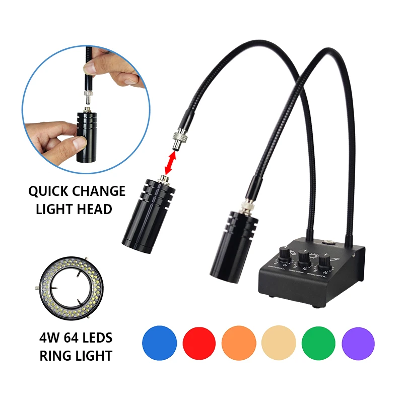 6W-6500K-Microscope-Double-Head-Spot-Light-LED-Dual-Gooseneck-Spotlight ...