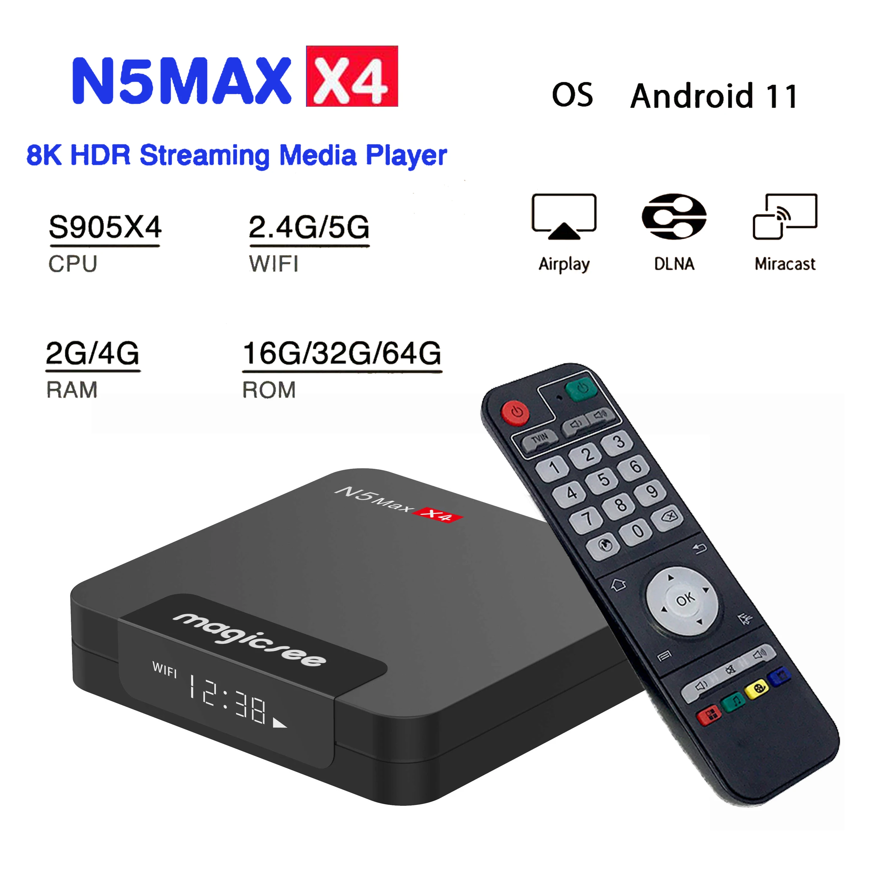 N5 max x4 android 11 smart tv box 4gb 32 amlogic s905x4 wifi bt4.2 ...