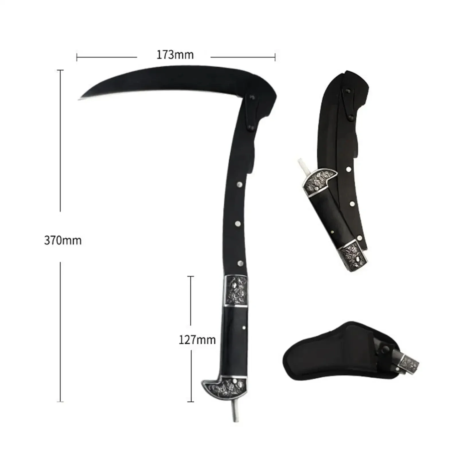 Black-Sharp-Folding-Sickle-Scythe-Stainless-Steel-Blade-with-Sheath ...