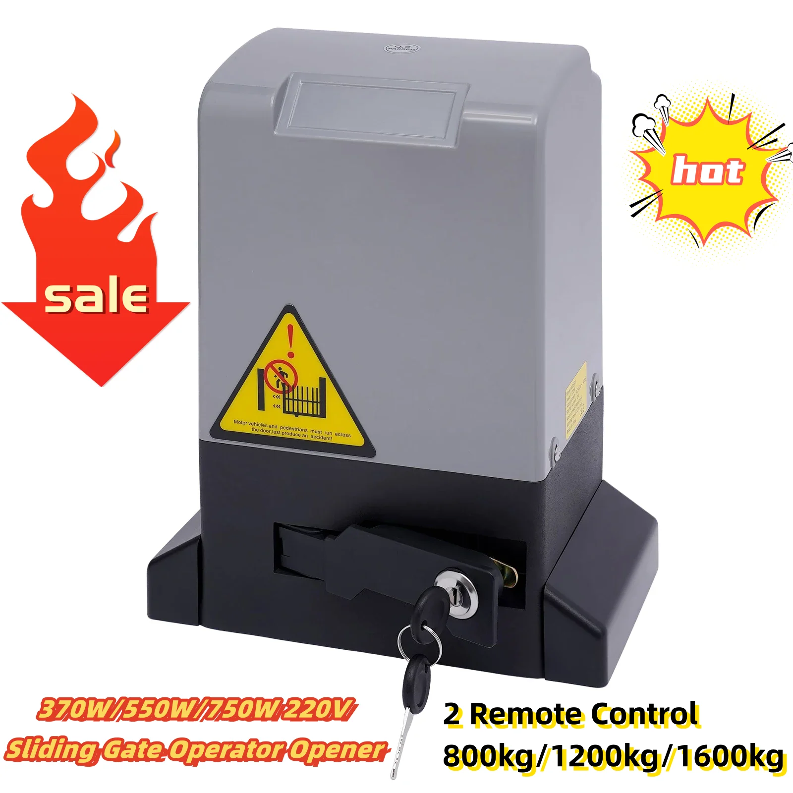 370W-550W-750W-220V-Sliding-Gate-Operator-Opener-With-2-Remote-Control ...