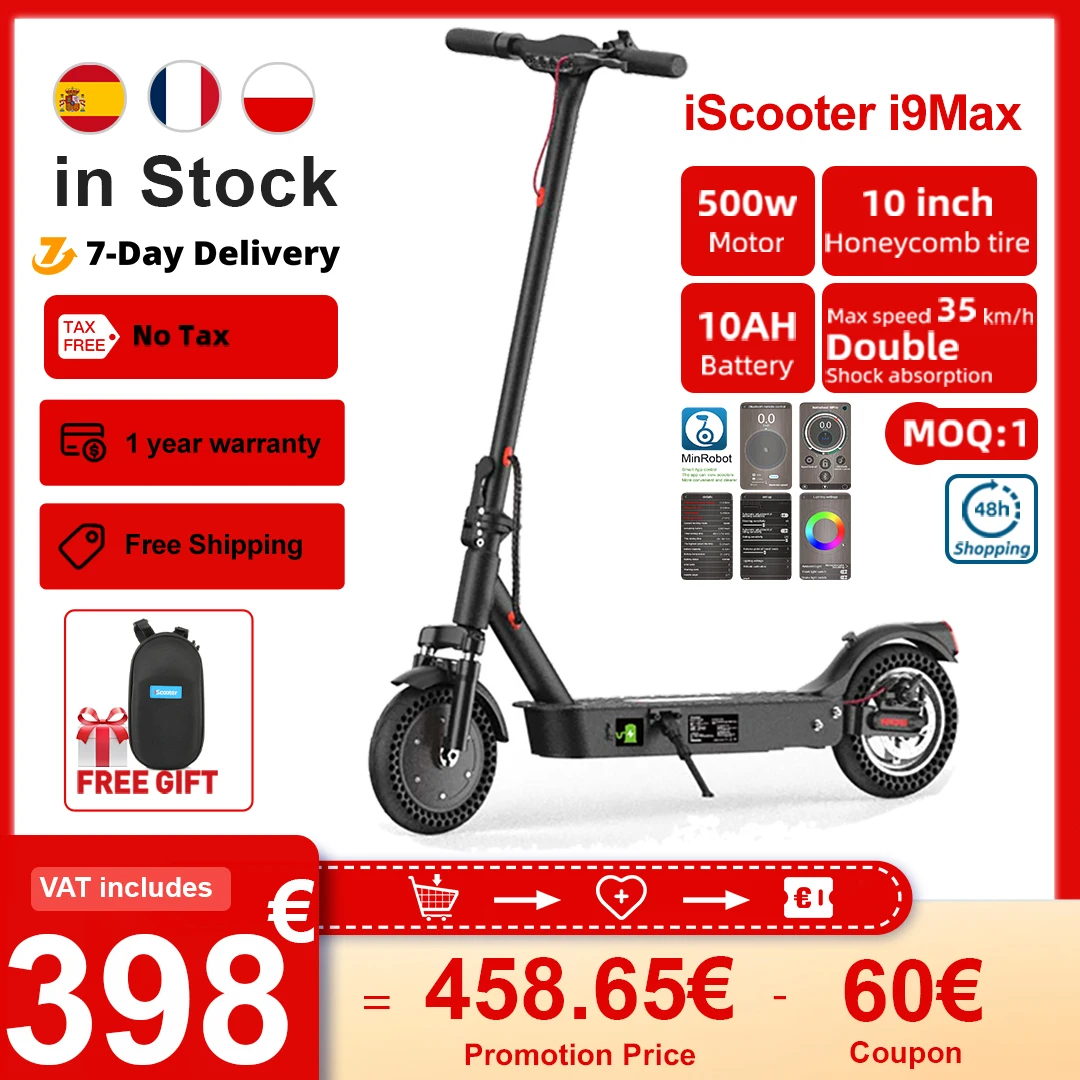 Patinete eléctrico para adultos, Scooter de 500W, 35 km/h, 10 ", 35 ...