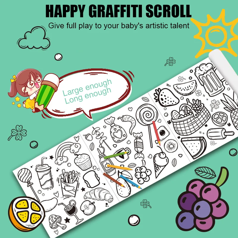 89cm Kids Drawing Roll DIY Sticky Color Filling Paper 4 Model DIY ...
