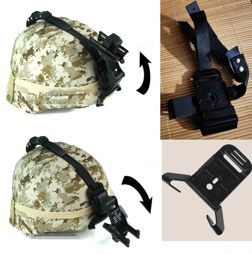 Tactical M88/MICH Helmet Mount Set NVG Holder Mount & Pull Rope PVS14 ...