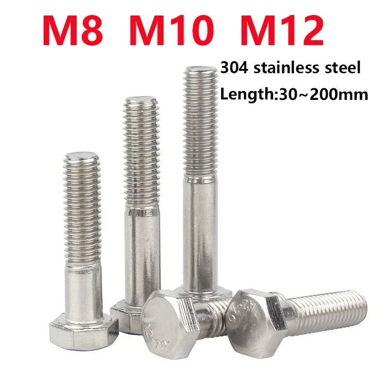 M8 M10 M12 Partial Thread External Hex Hexagon Head Screws A2-70 304 Stainless Steel Half Tooth ...