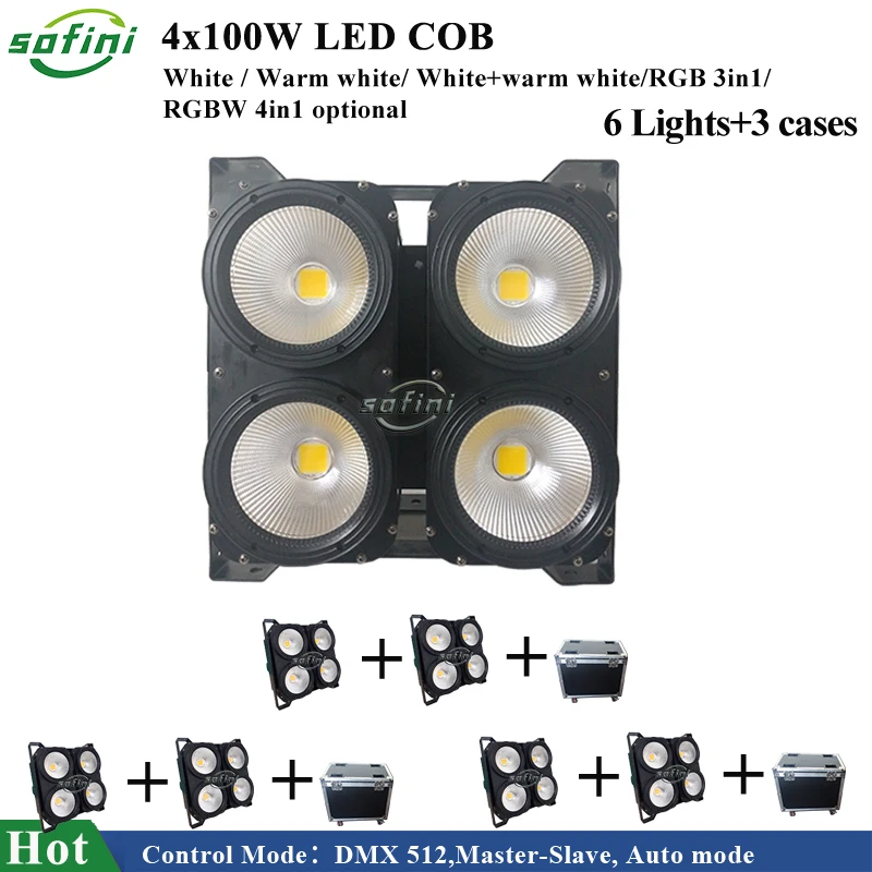6pcs-LED-COB-4x100W-Audience-Light-4-Eyes-COB-Blinder-Light-Optional-Control-LED-individually ...