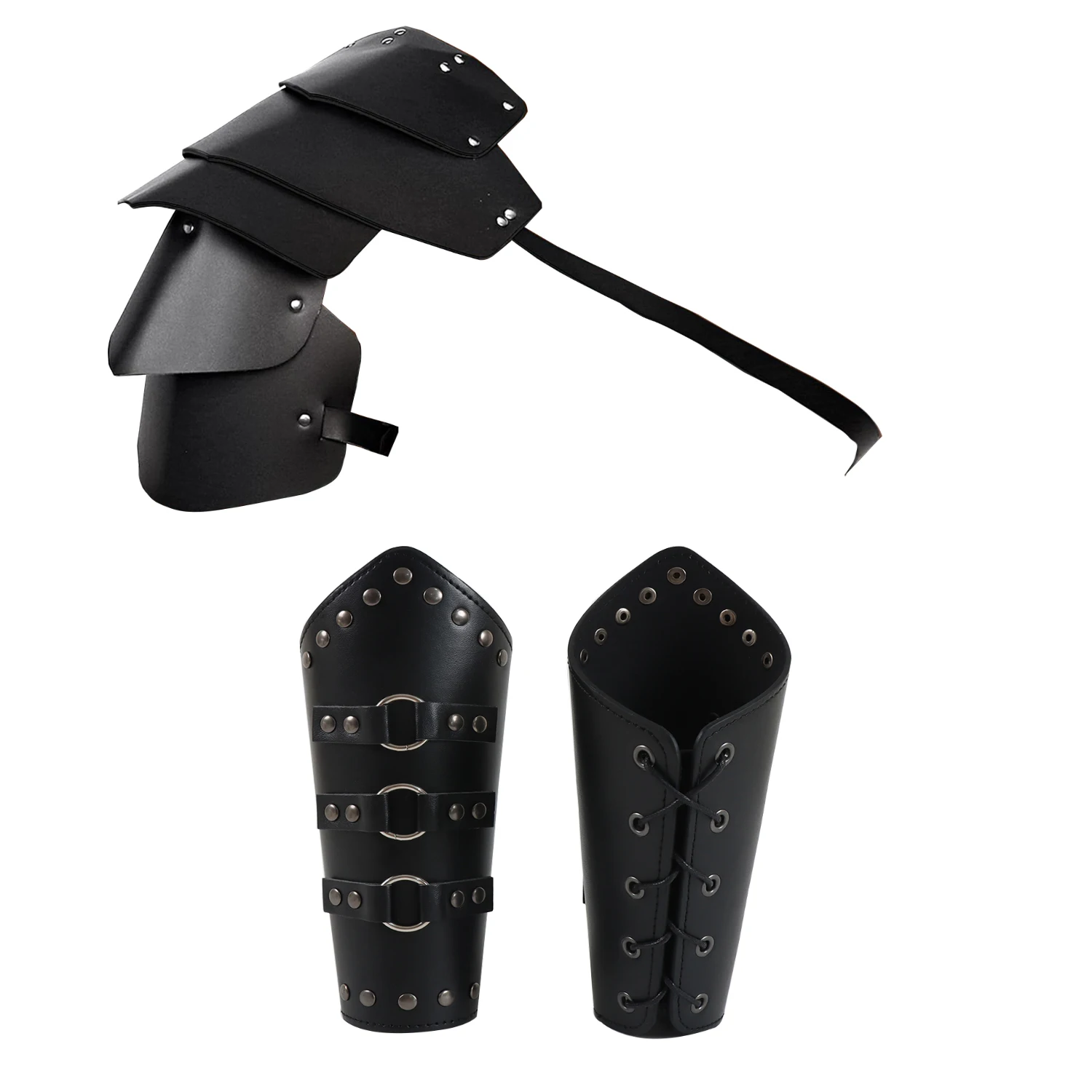 Cavaleiro-medieval-Armadura-de-Um-Ombro-Rebite-Conjunto-Pulseira-Punk ...