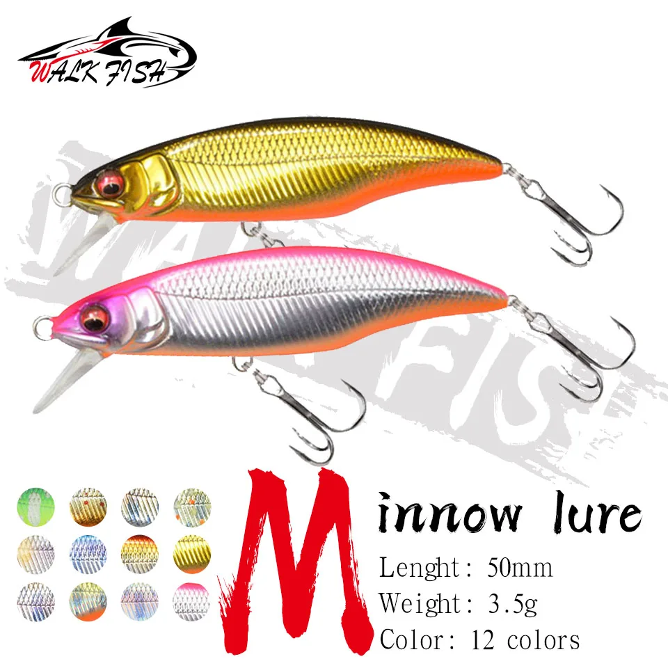 WALK FISH 1PCS 50mm/3.5g Minnow Fishing Lure Artificial Plastic Hard ...