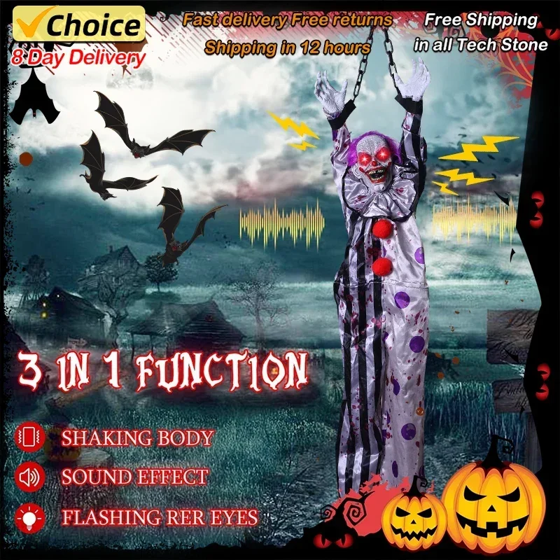 Halloween-Animatronics-Decoration-Hanging-Clown-Nurse-Voice-Control ...