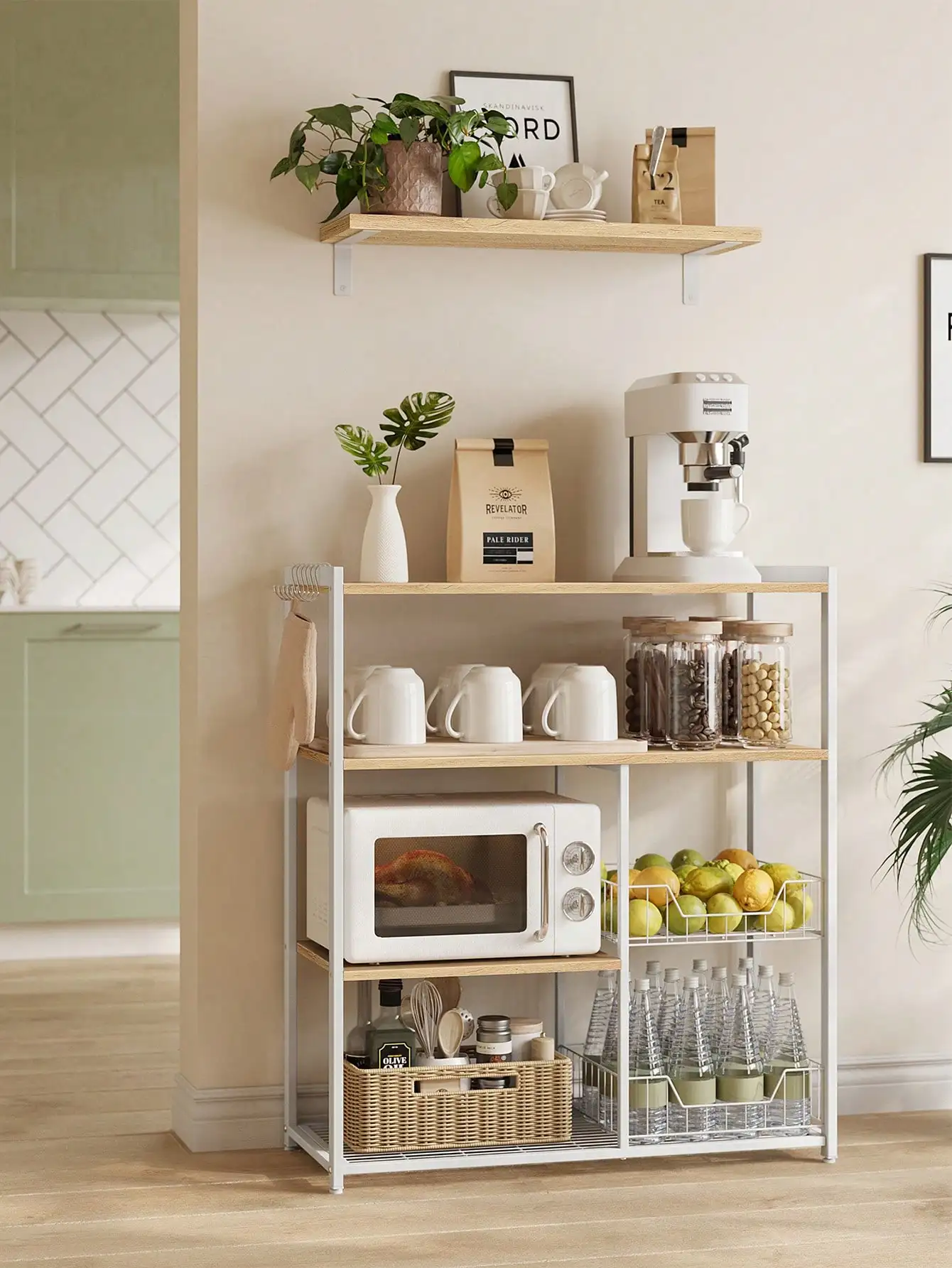 VASAGLE Kitchen Storage Rack, Coffee Bar, Baker's Rack, 6 Shelves, 6 ...