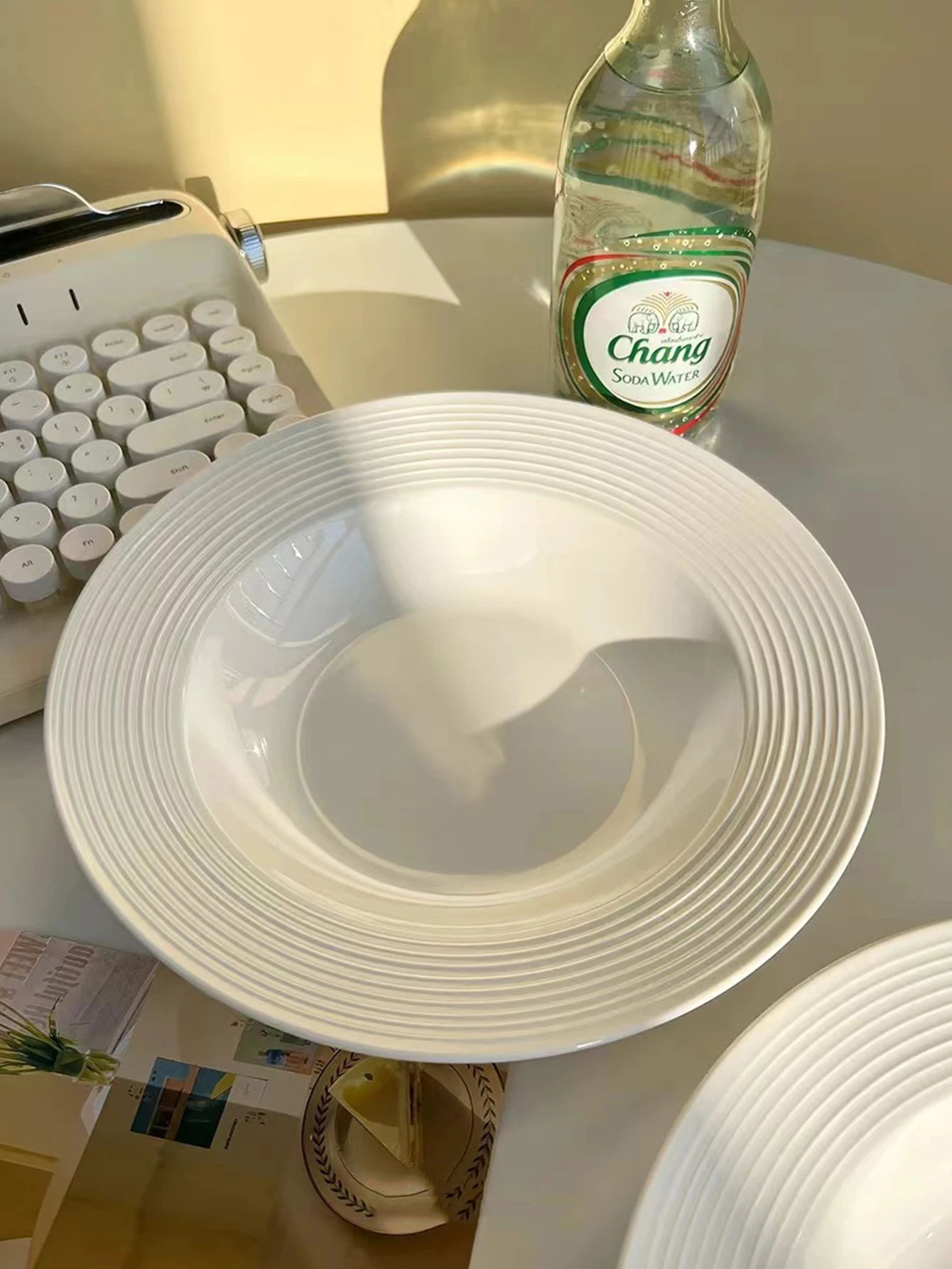 Japanese-Simple-Spaghetti-Plate-Ceramic-Pure-White-Western-Threaded ...
