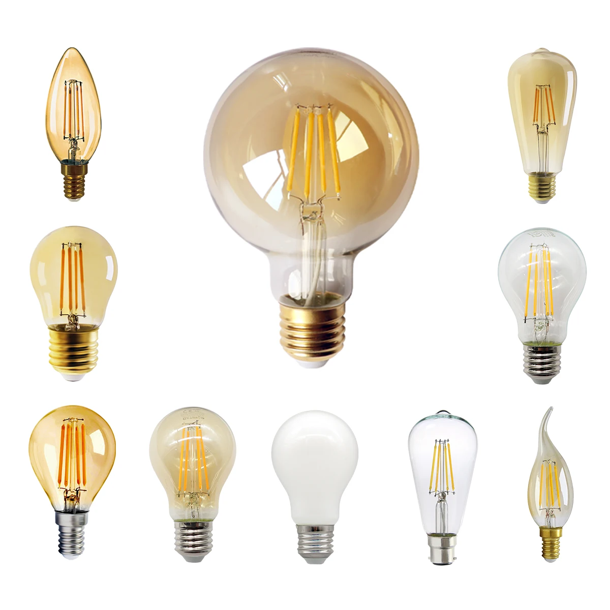 6PCS LED Filament Light Bulb Retro Edison E27 E14 B22 4000K 2700K 220V ...