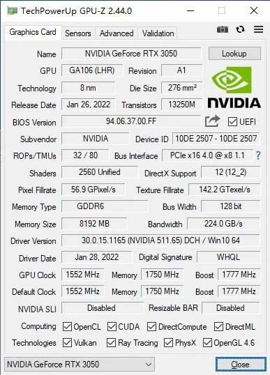 YESTON GeForce RTX 3050 Gaming Graphics Card RTX3050 8G D6 GA 8G/128bit ...