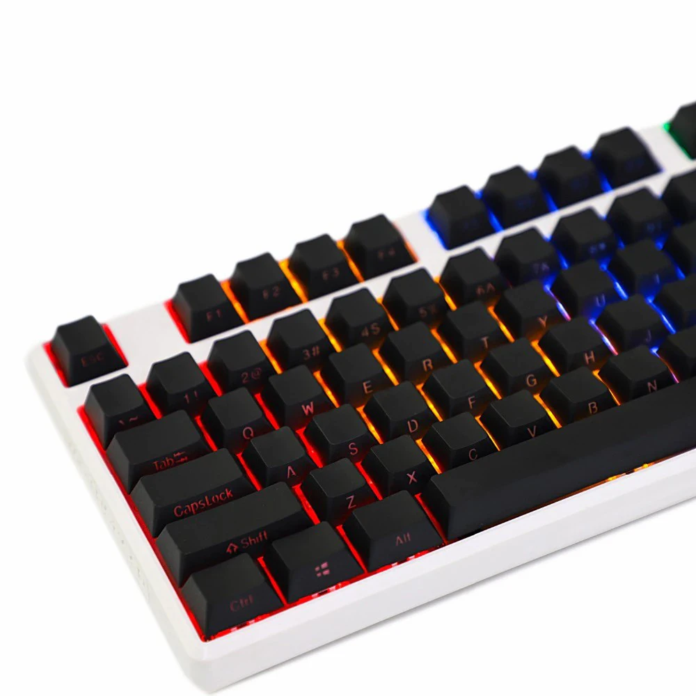 Black 108 Key Cherry Profile PBT Double Shot Side-lit Shine Through ...