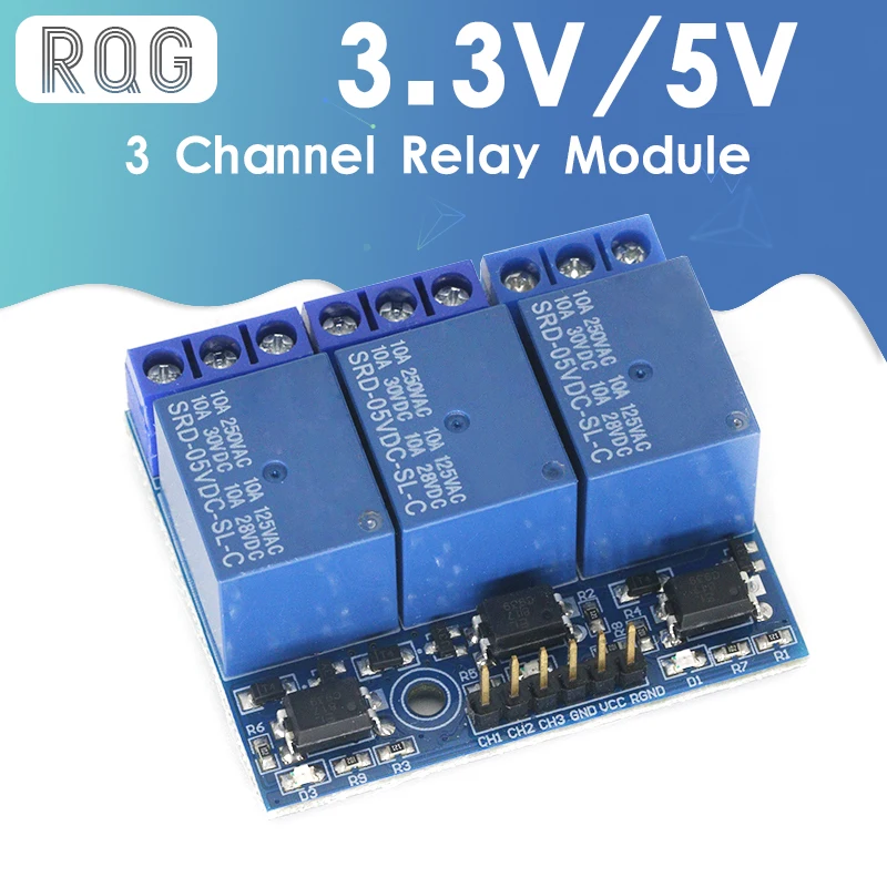 3.3v 5v 3 Channel Relay Module 5ma With Optocoupler Isolation ...