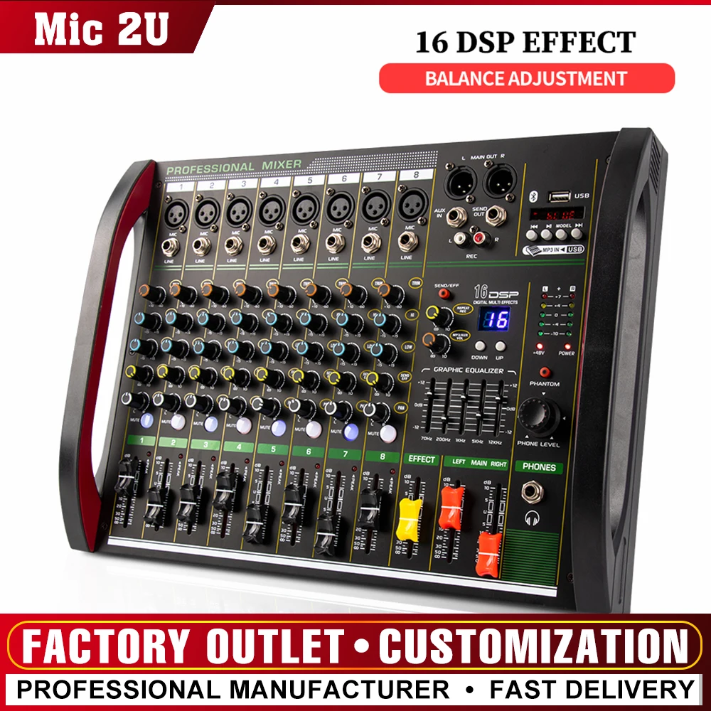 4-8-channel-mixer-DSP-reverberation-effect-professional-Bluetooth-USB ...
