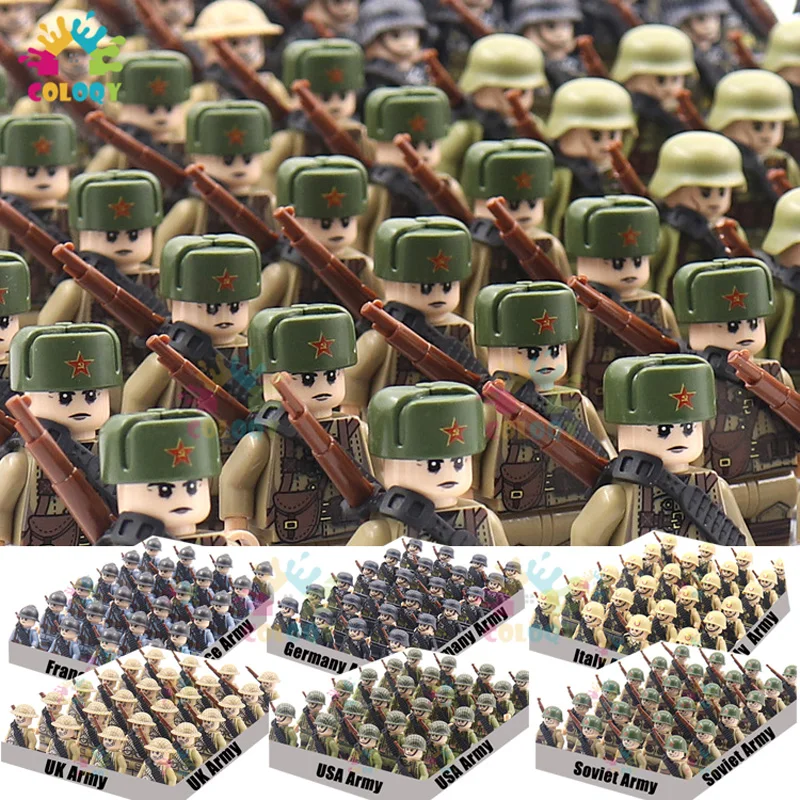 Ww2 밀리터리 피규어 빌딩 블럭 장난감 어린이용 국가 육군 군인 조립 브릭 교육용 크리스마스 선물 신제품 티몬