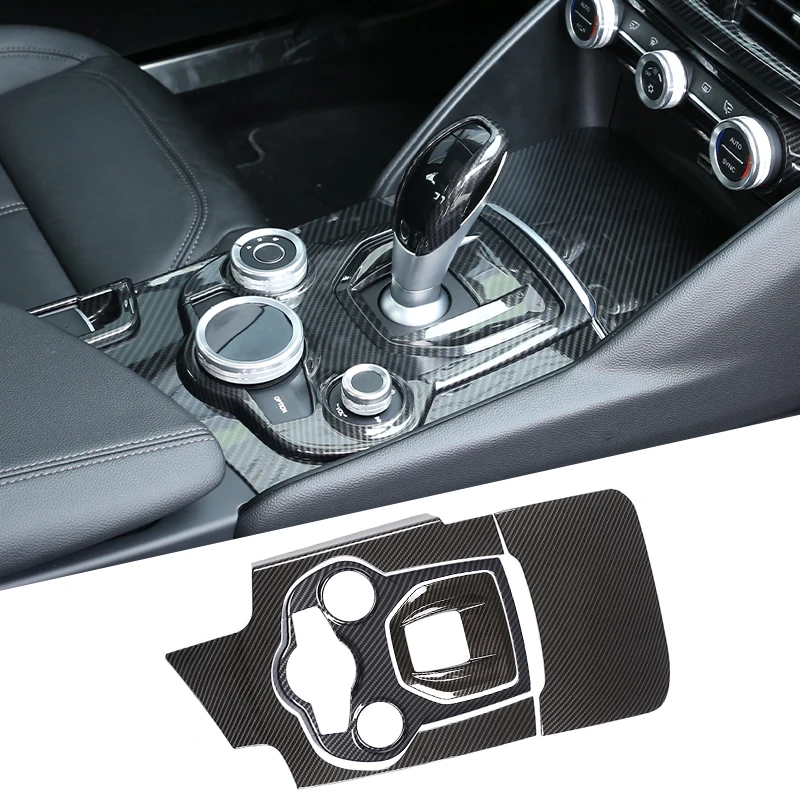 ABS Carbon Fiber Center Console Gear Shift Panel Frame Cover Trim ...