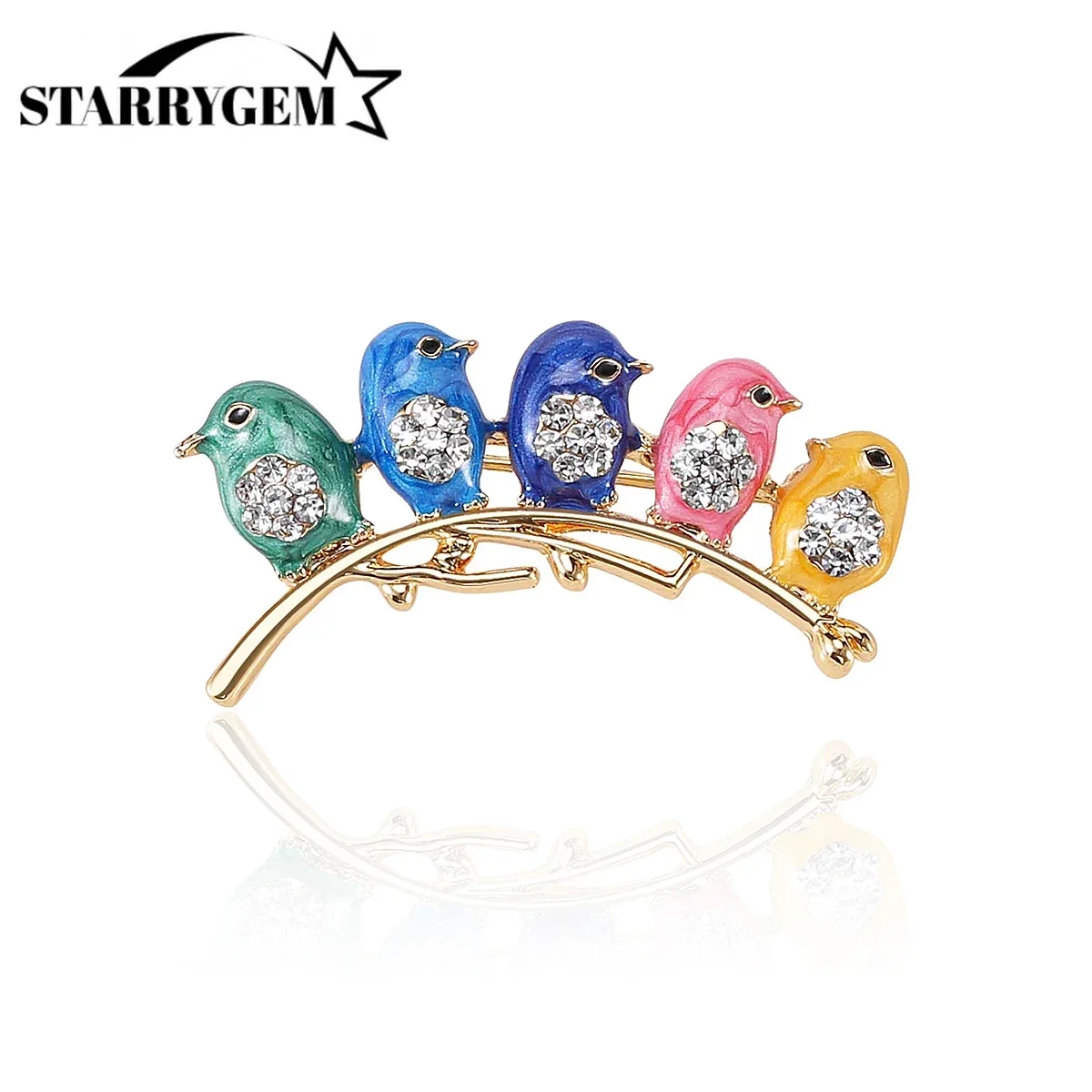 Rhinestone-Five-Color-Bird-Brooches-for-Women-Unisex-Enamel-Animal-Pins ...