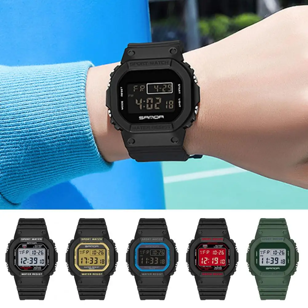 Electronic-Watch-Night-Light-Waterproof-Stainless-Buckle-Leigible-Dial ...