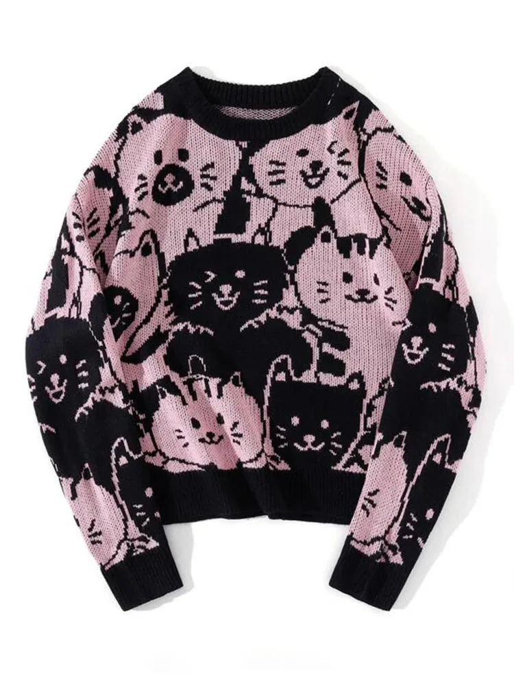 Sweet-y2k-Winter-Women-s-Cute-Cat-Print-Sweater-Y2K-Beautiful-Sweater-E ...