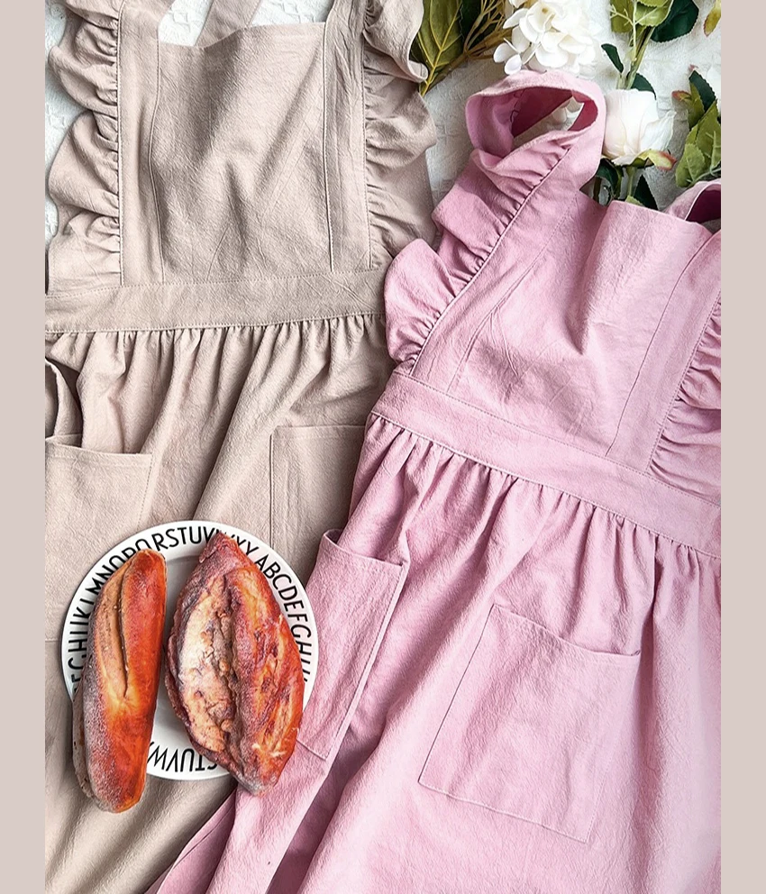 Women Girls Cross Back Apron Gardening Works Washable 100% Cotton ...
