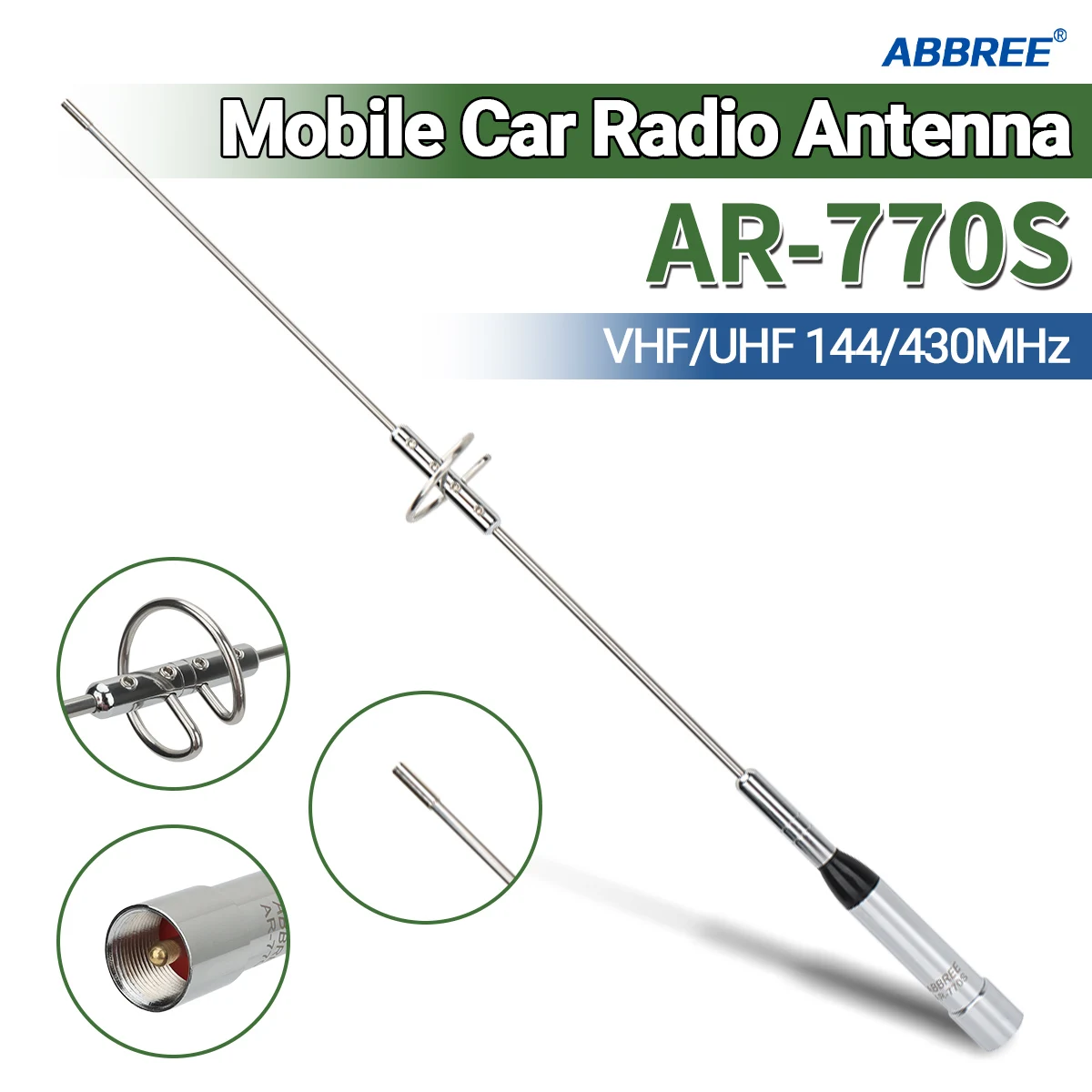 ABBREE AR-770S Dual Band Antenna VHF UHF 144/430MHz High Gain For TYT ...