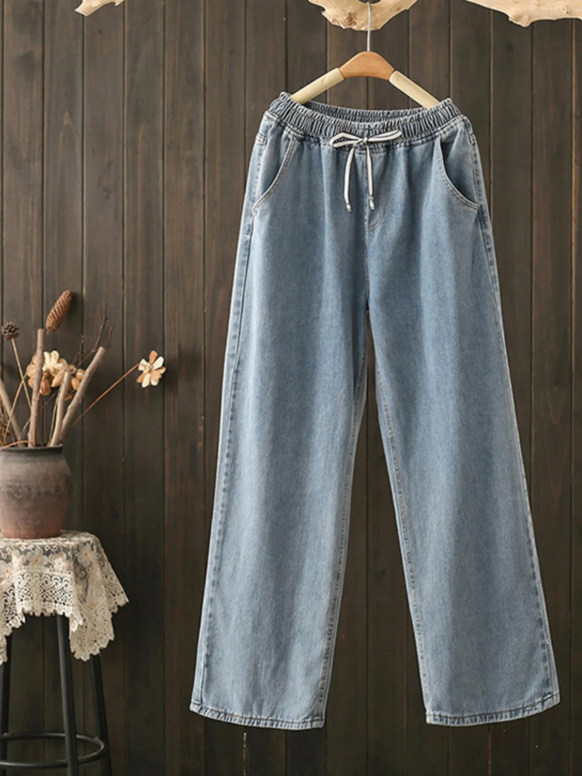 Pants-Length-00-Summer-Plus-size-00-00kg-Elastic-Waist-Straight-Wide ...
