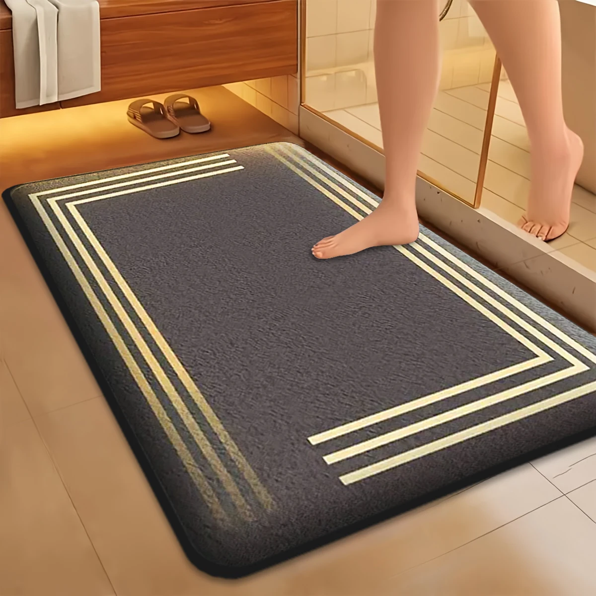 Light luxury thick absorbent bathroom anti-slip mat furry toilet mat ...