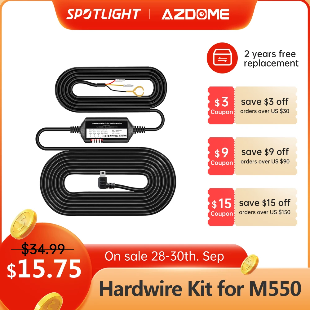 Azdome Car Dvr Record Hard Wire Kit For M550 Low Vol Protection Mini ...