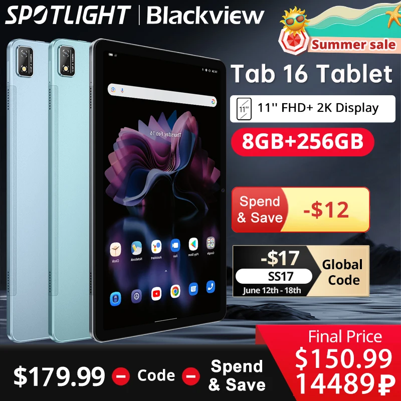 Blackview Tablet Tab 16 con Android, 8GB + 256GB, 11 ", 2k FHD ...