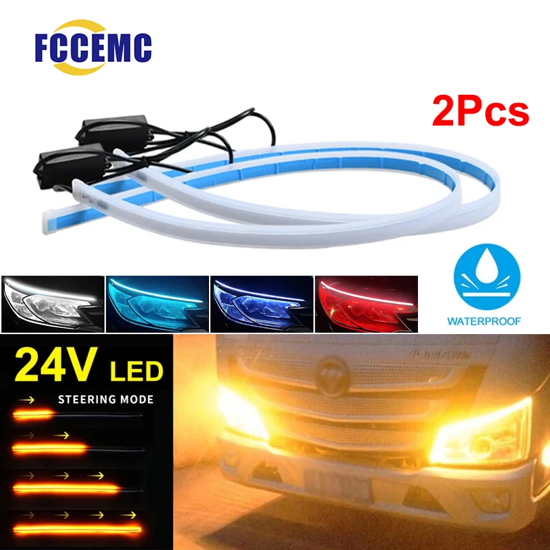24V-Truck-LED-Daytime-Running-lights-Headlight-Turn-Signal-Light-Bar ...