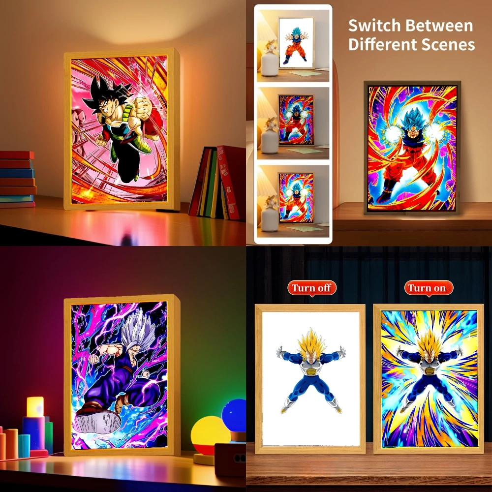 Dragon-Ball-Z-Anime-Figure-Light-Painting-Photo-Frame-Goku-Vegeta-LED ...