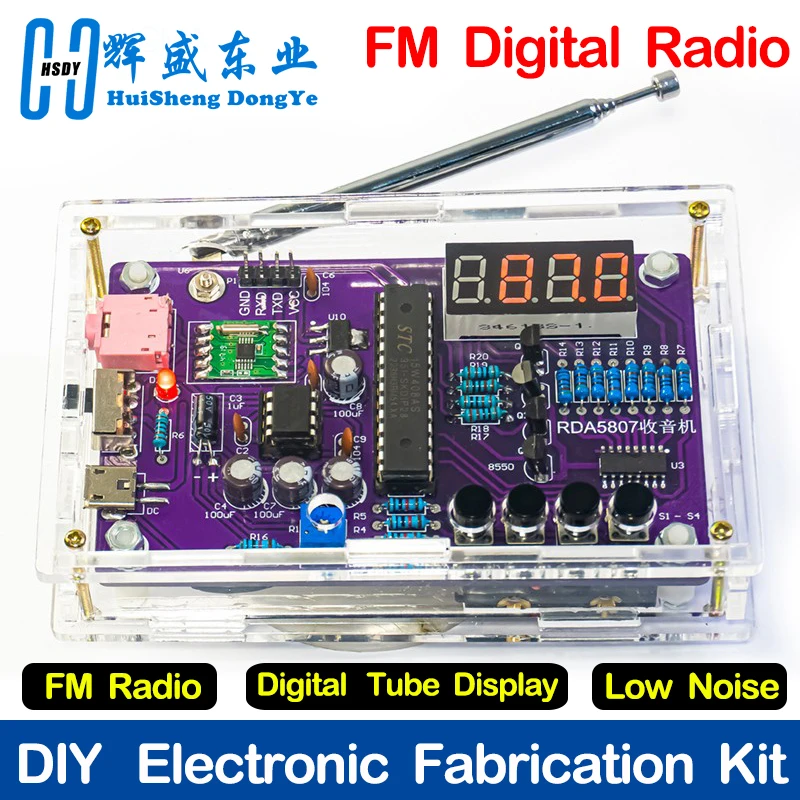 DIY-FM-Radio-Electronic-Kit-Adjustable-Frequency-PCB-Soldering-Project ...