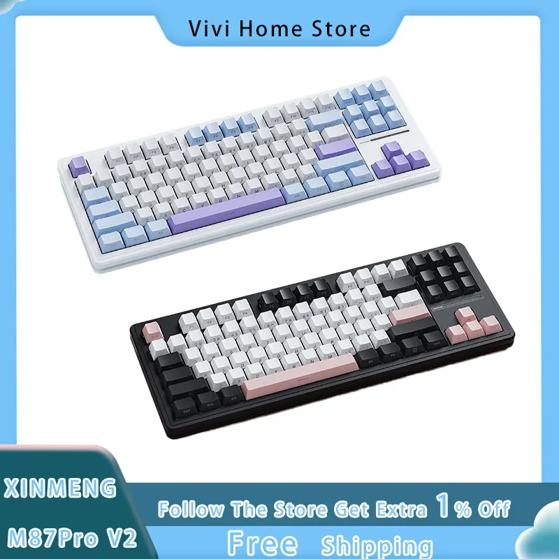 XINMENG-M87Pro-V2-Mechanical-Keyboard-Customized-Three-Mode-Wireless ...