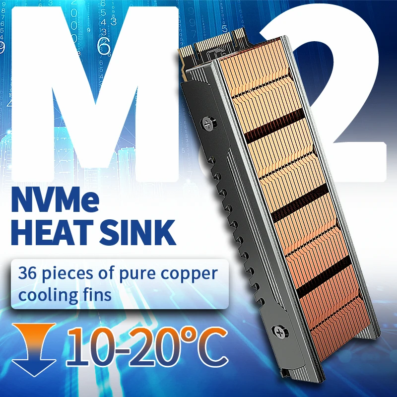 M2 SSD Heatsink M.2 NVMe 2280 Cooling Pure Copper SSD Heat Sink with ...