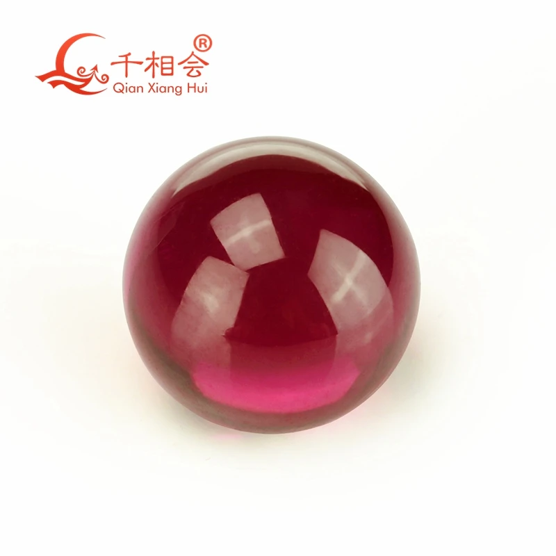 Red color smooth Ball sphere shape Artificial ruby beads loose stone ...