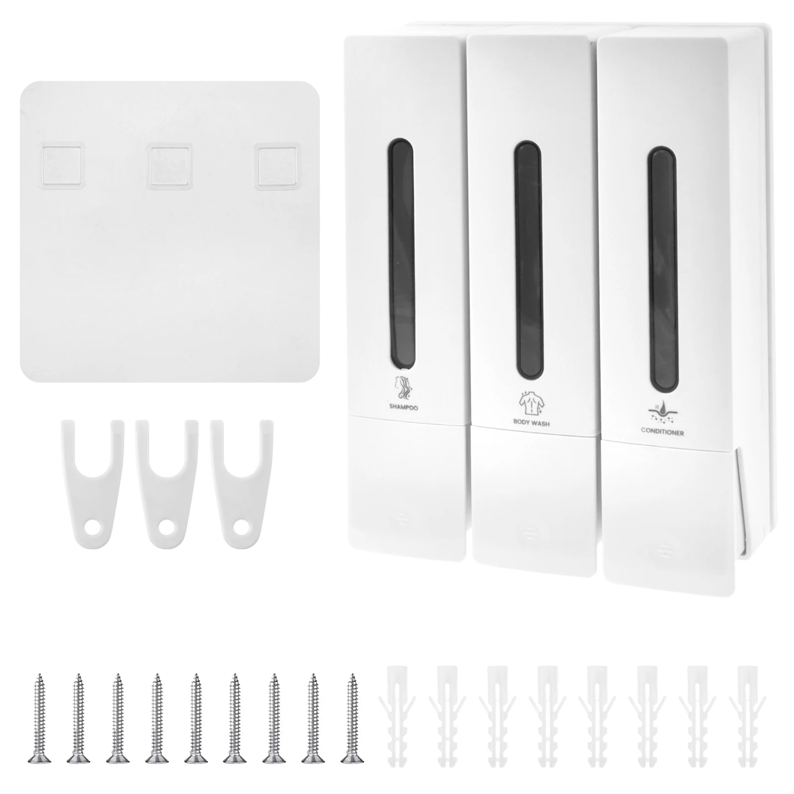 3 Chamber Shower Soap Dispenser 400ml Wall Shampoo Dispenser Wall ...