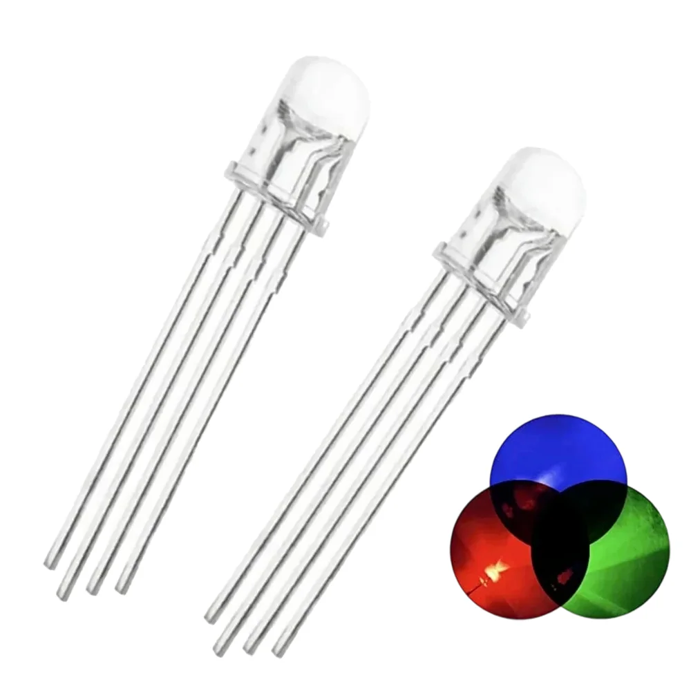 50PCS 5mm RGB LED Diode Red Green Blue Multicolor Common Anode/Cathode ...