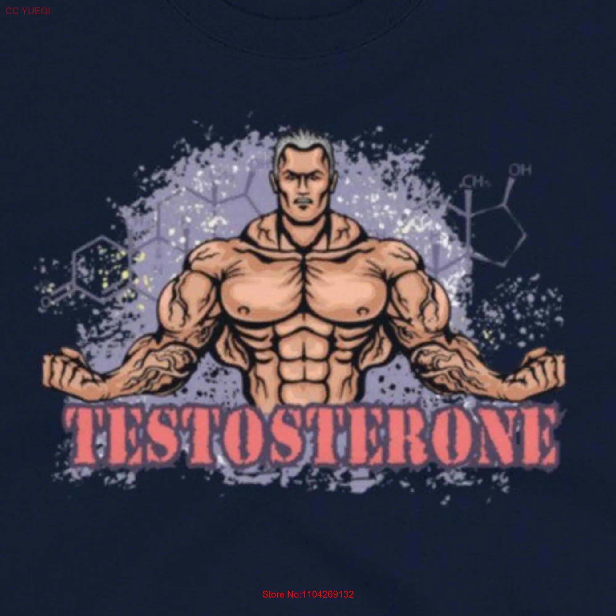 Testosterone-Flexing-Bodybuilder-Workout-T-Shirt-Athletic-Fit-Gym-long ...