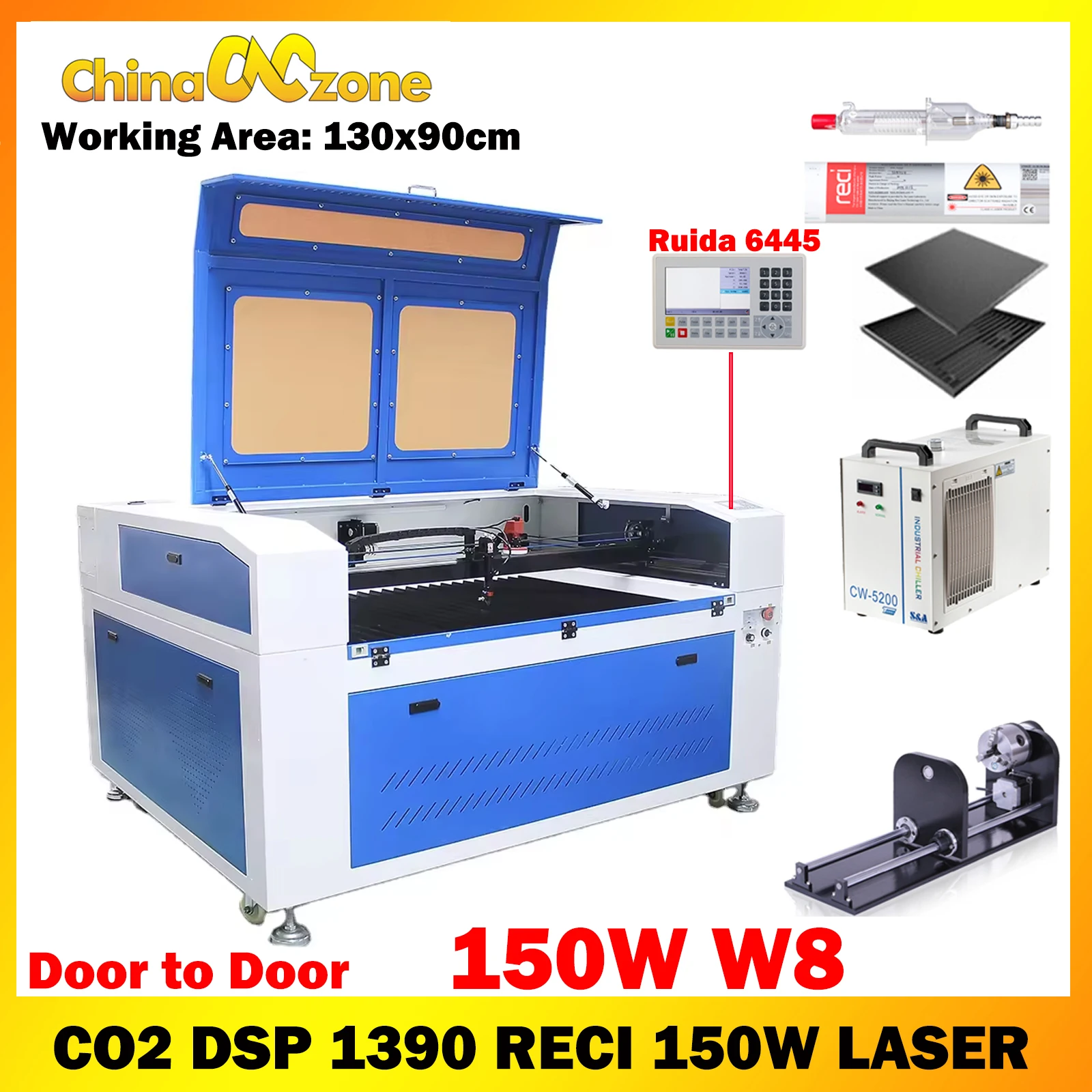 Ruida-CO2-1390-Laser-Cutting-Machine-RECI-150W-Tube-Autofocus-1390 ...