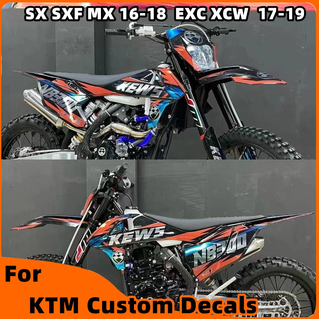 Otom-カスタムチームの背景ステッカー,ホログラフィックステッカーキット,kews k16 ktm sx sxf mx16-18 exc ...