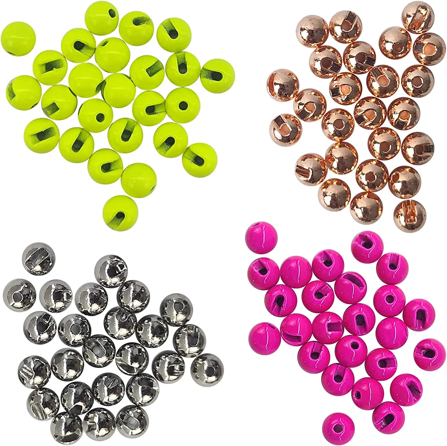 Eupheng 25 PC Slotted Tungsten Beads Fly Tying Head for Nymph Fishing ...