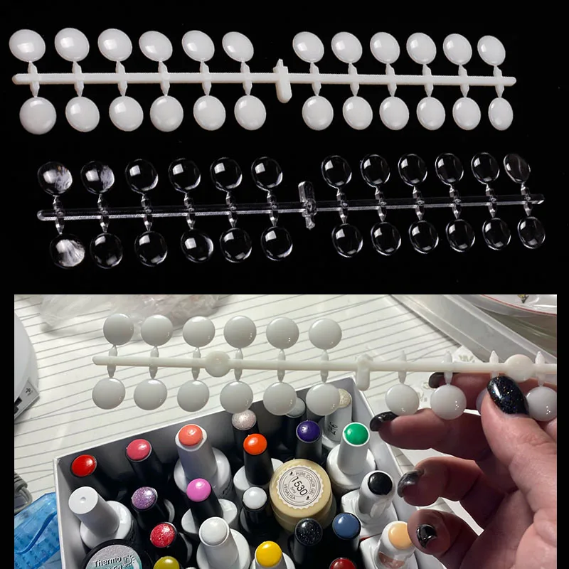 120pcs Nail Polish Display Table With Glue Sticker Round Dot Color Card ...