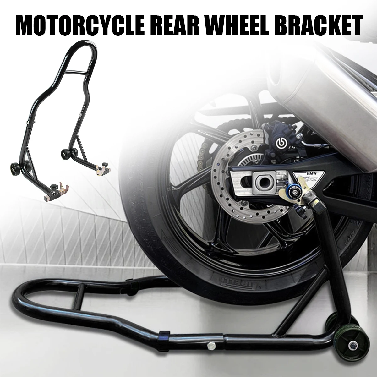 Motorcycle Black Universal Full Set Front And Rear Wheel Support Stand ...